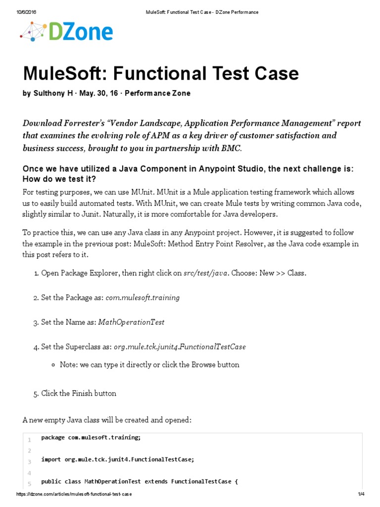 Mulesoft Functional Test Case Dzone Performance Pdf Parameter Computer Programming
