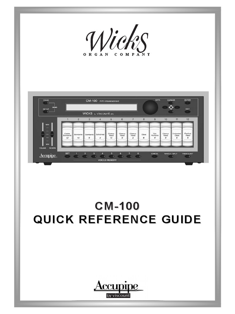 Wicks CM100 Manual | PDF | Entertainment (General)