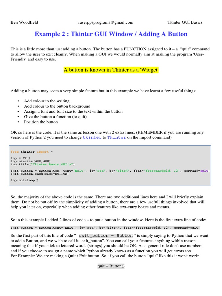Tkinter GUI Lesson2 | PDF | Widget (Gui) | Graphical User Interfaces