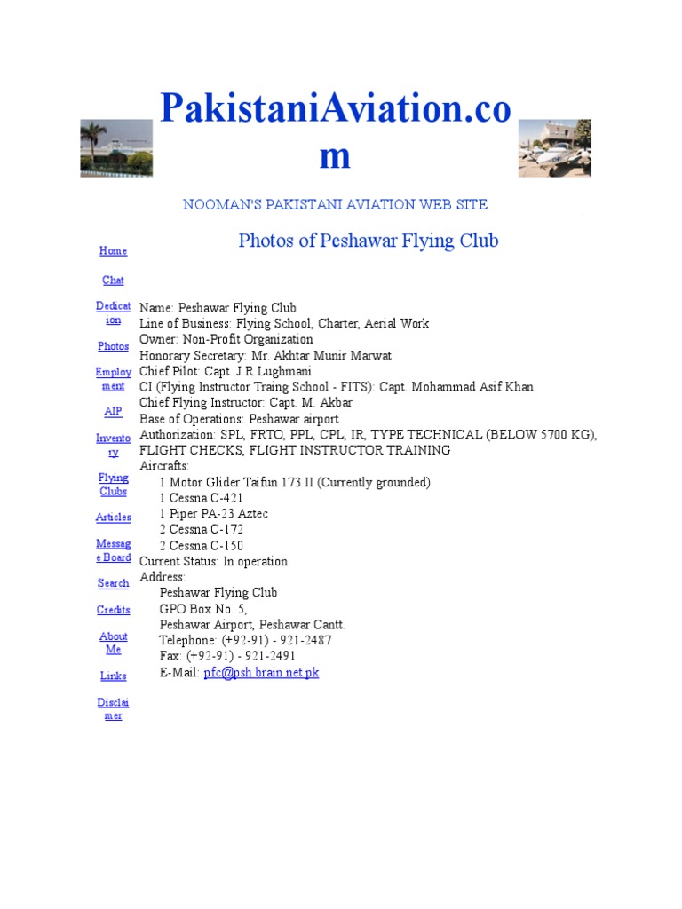 Pakistaniaviation - Co M: Photos of Peshawar Flying Club | PDF | Flight ...