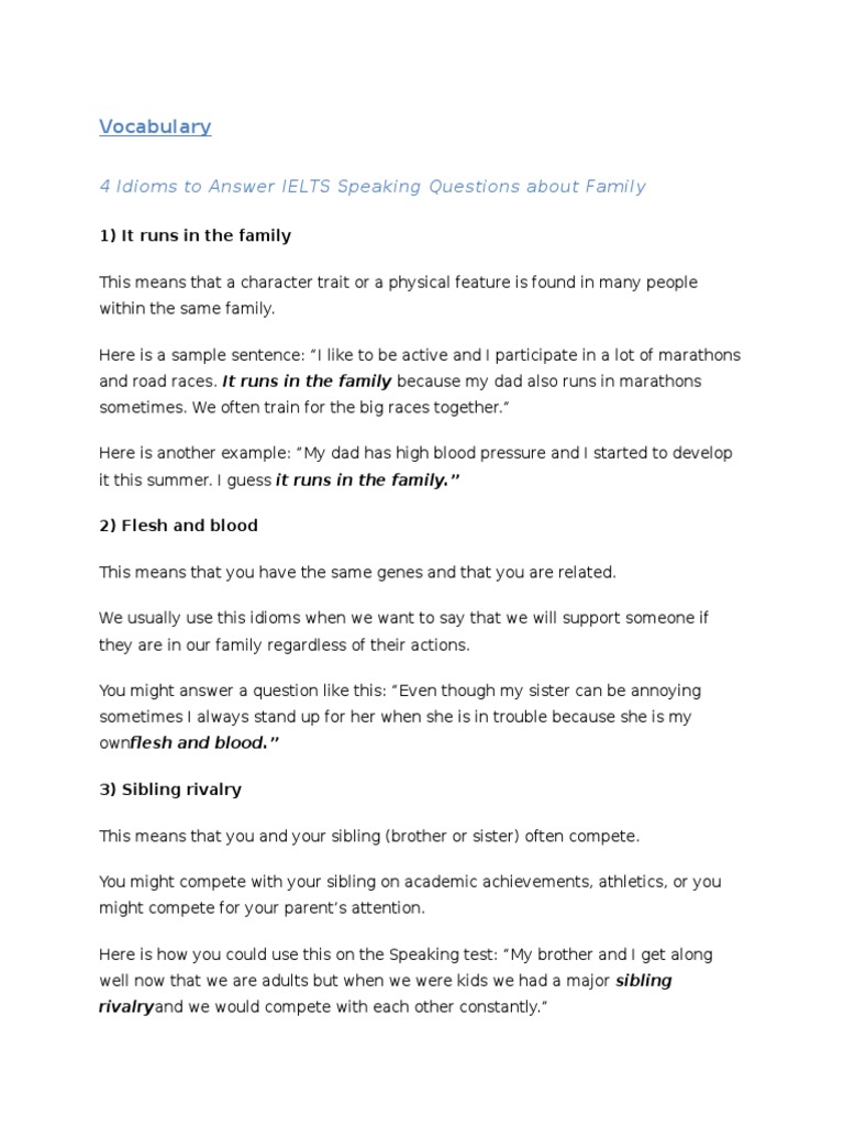 Speaking Topic Family | Family | Sibling