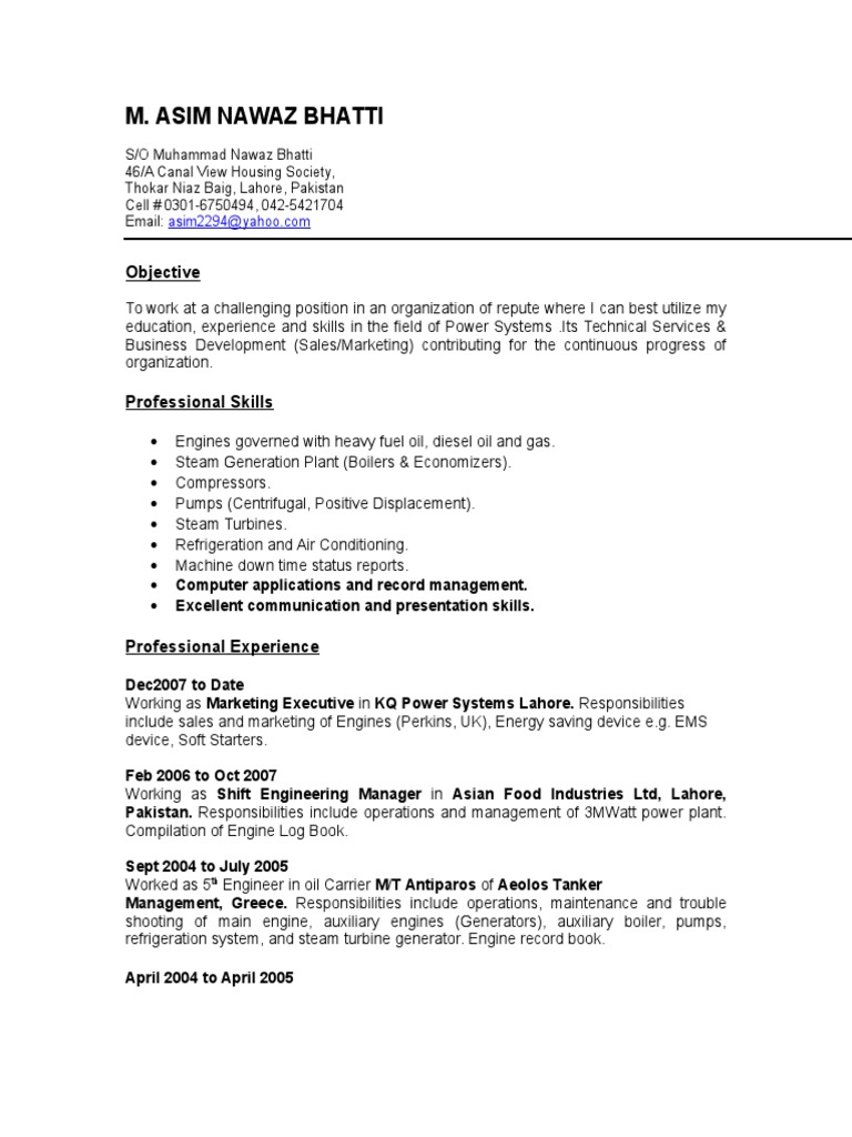 CV (Asim Nawaz) | Download Free PDF | Engines | Pakistan