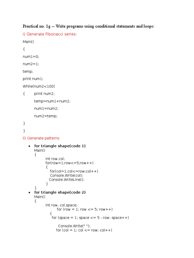 Practical No. 1g - Write Programs Using Conditional Statements and ... Practical No. 1g - Write Programs Using Conditional Statements and ...