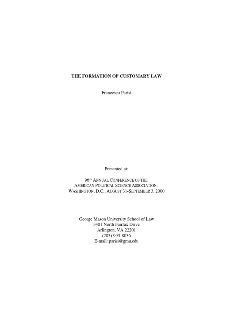 Formation of Customary Law | PDF | Norm (Social) | Jurisprudence