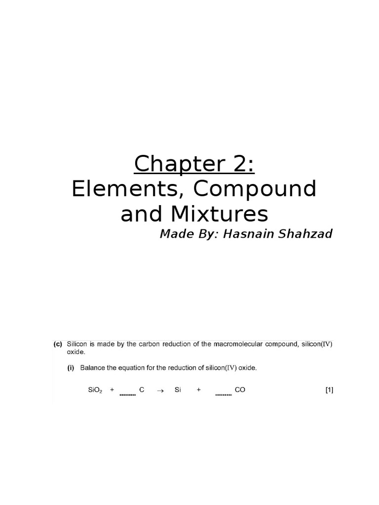 Chapter 2 - Elements, Compounds and Mixtures | PDF | Technology ...