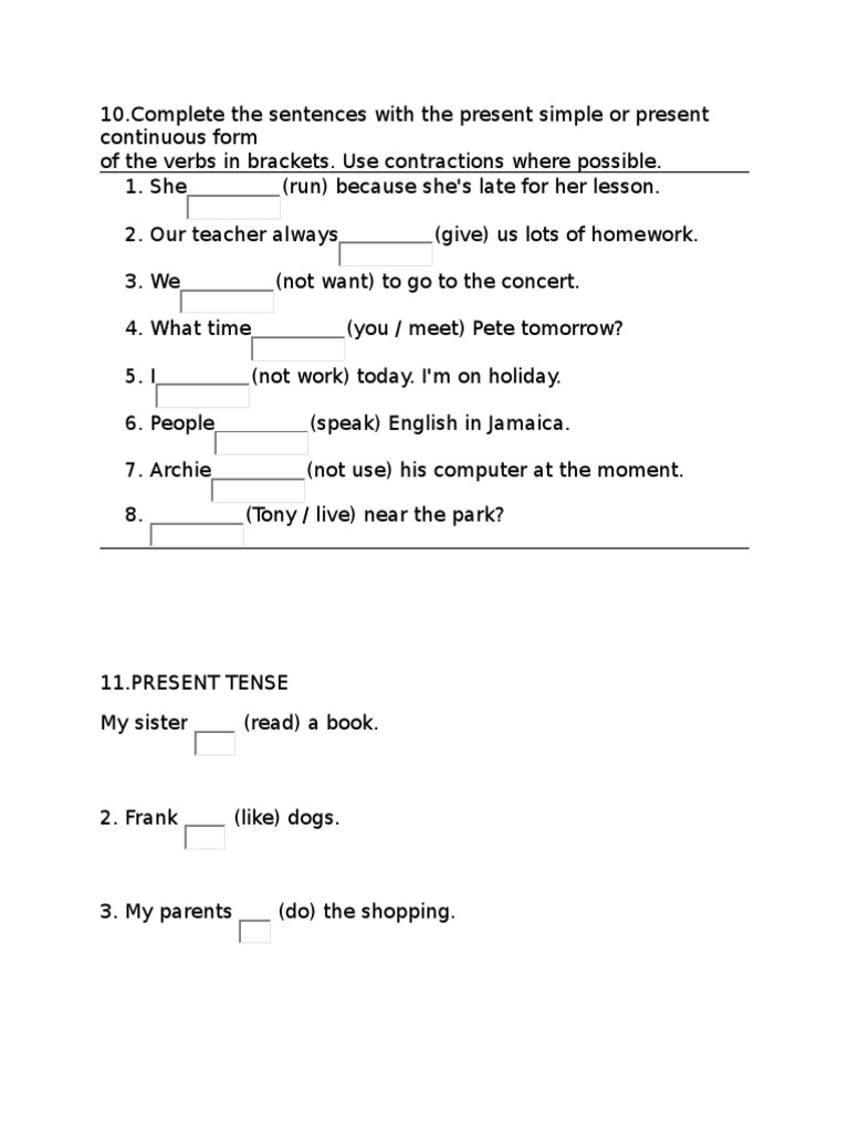 Past Cont, Past Simple, Present S, Present C | PDF