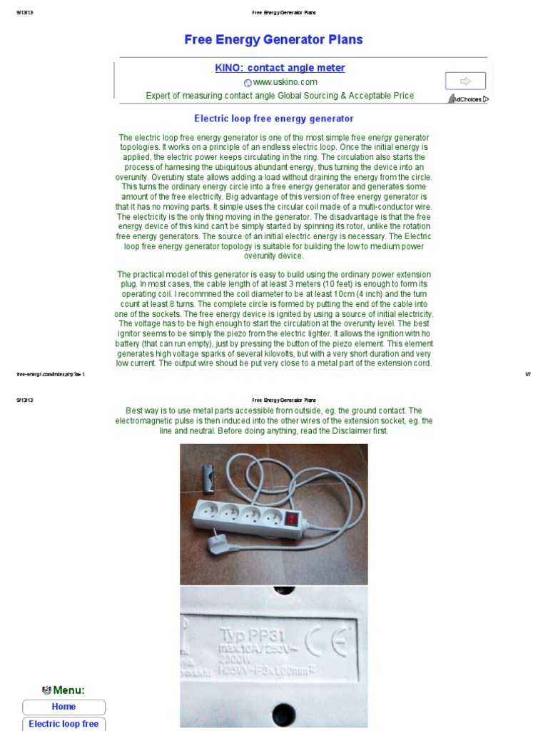 Free Energy Generator Plans | PDF | Electric Generator | Piezoelectricity