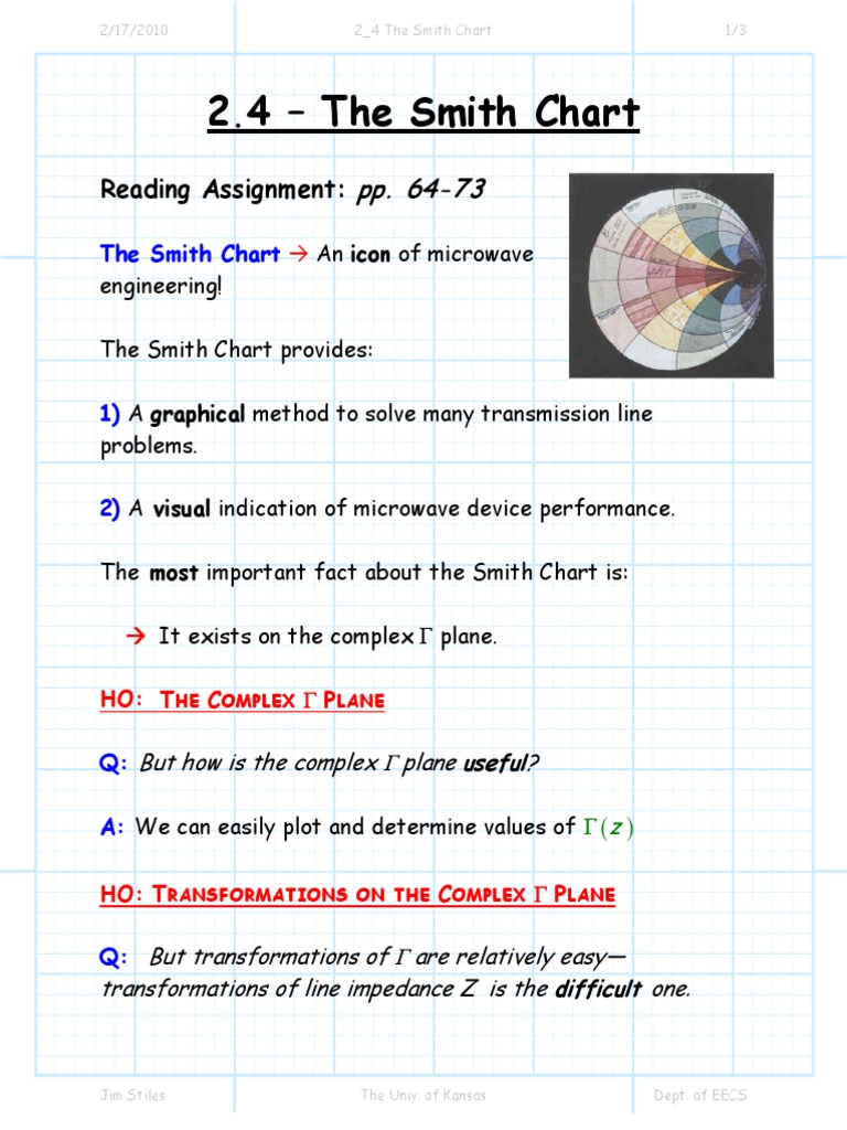 2.4 - The Smith Chart: Reading Assignment | PDF
