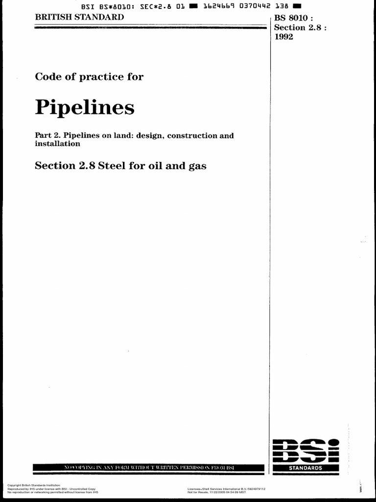 BS 8010 Part 2 - 1992 | PDF | Pipeline Transport | Pipe (Fluid Conveyance)
