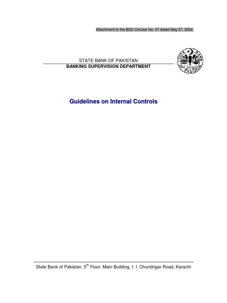 SBP Guidelines On Internal Controls PDF | PDF | Internal Audit | Audit ...