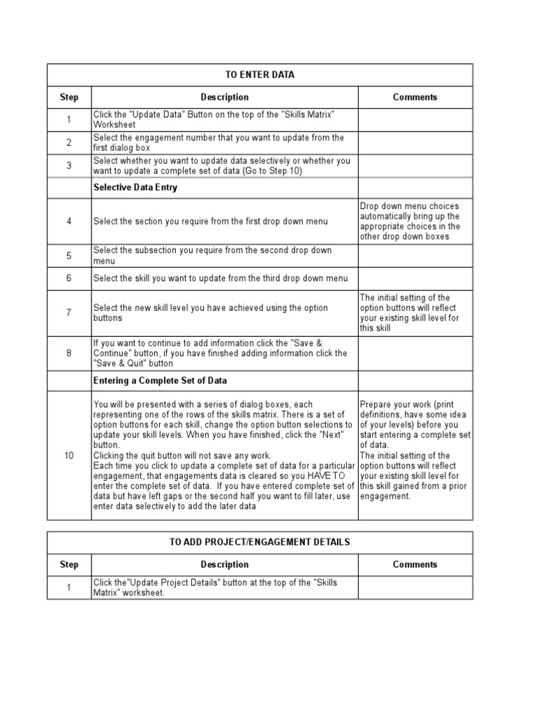 Data Entry Guide for Skills Matrix | PDF | Lean Manufacturing ...