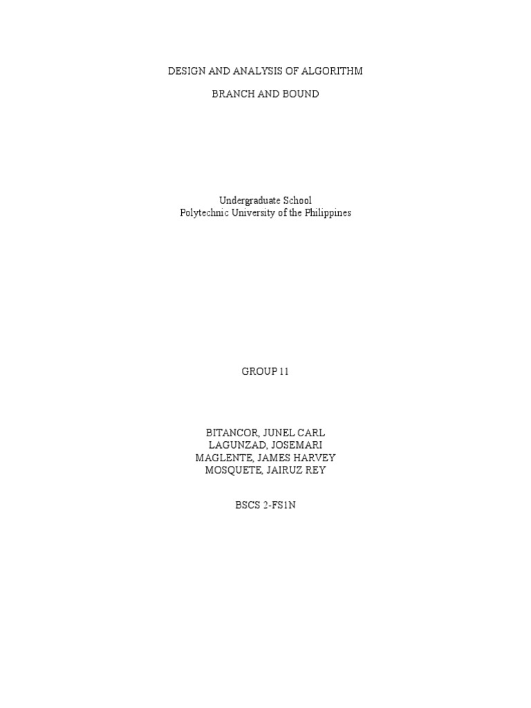 Design and Analysis of Algorithm Branch and Bound | PDF | Dynamic Programming | Mathematical ...