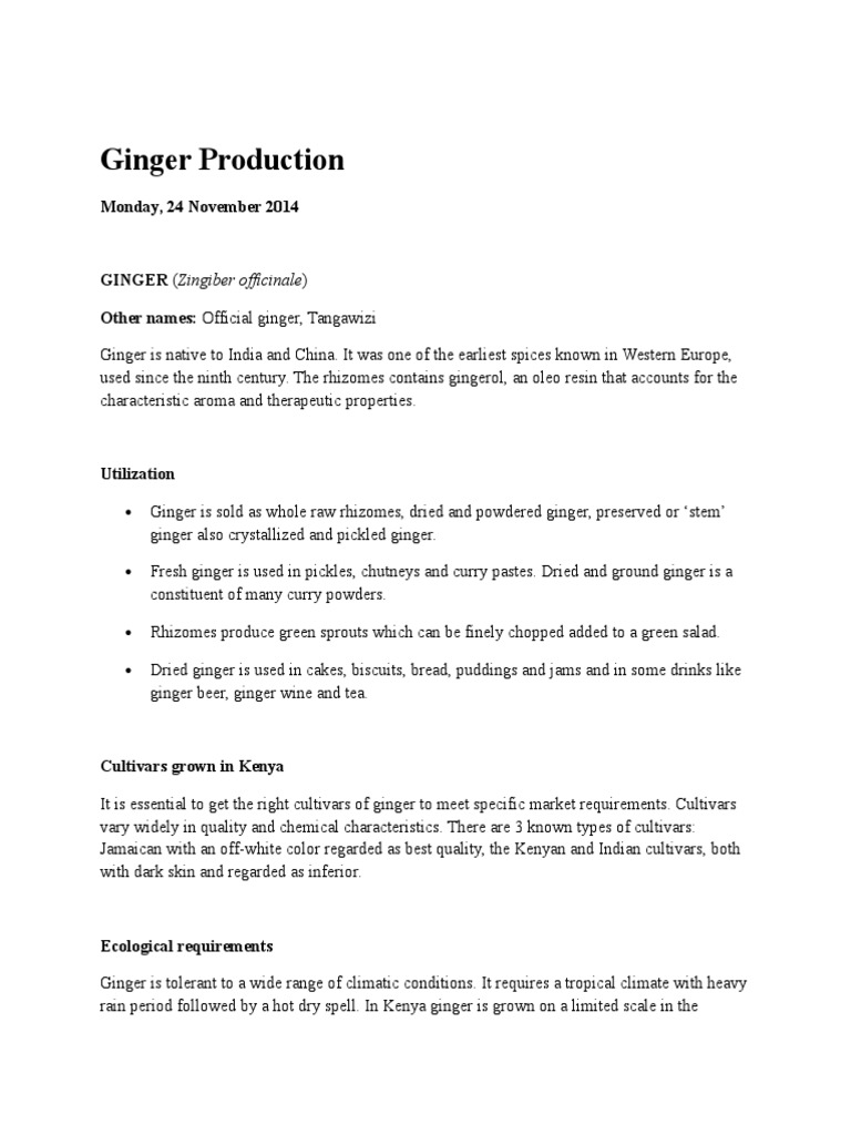 Ginger Production | PDF | Ginger | Crop Rotation
