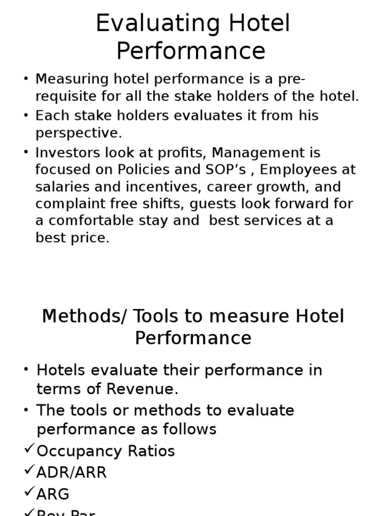 Hotel Performance Metrics Explained | PDF | Business Economics | Business