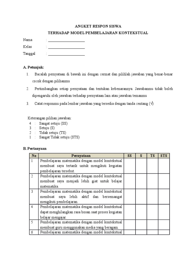 Angket Respon Siswa | PDF