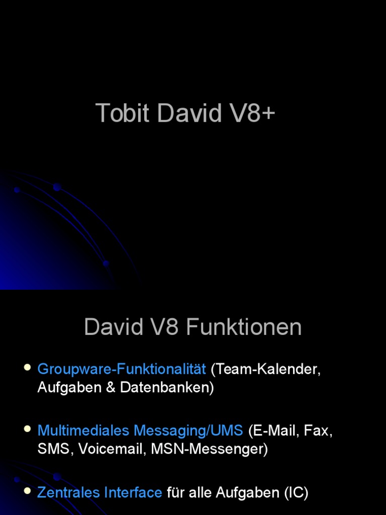 Tobit David V8 Einführung | PDF