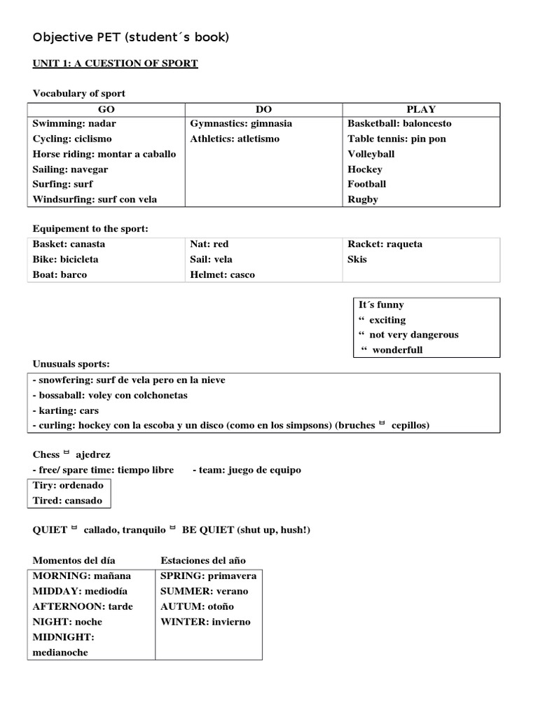 Objective PET (Student S Book) | PDF | Sports | Leisure