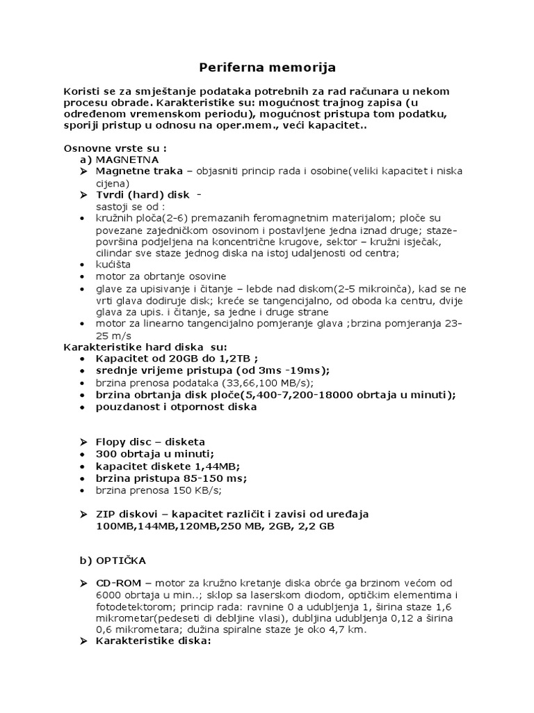 Periferna Memorija Racunara | PDF