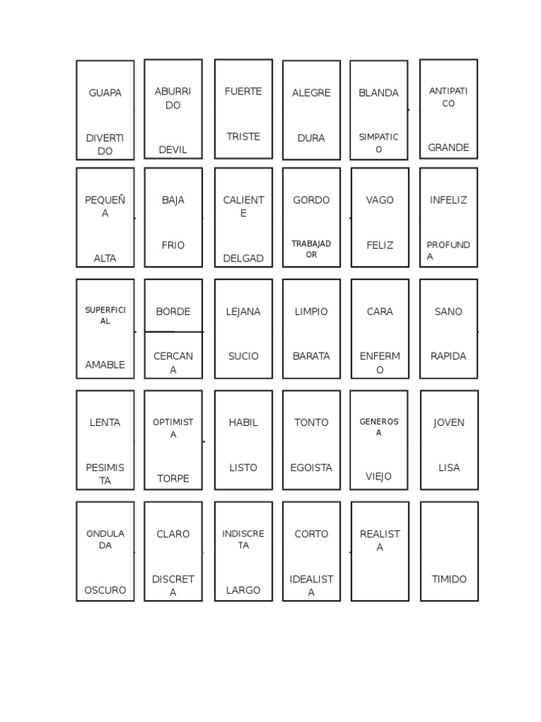 Domino de Sinonimos y Antonimos | PDF