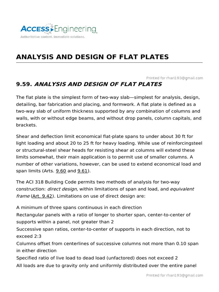 Analysis and Design of Flat | PDF | Column | Bending