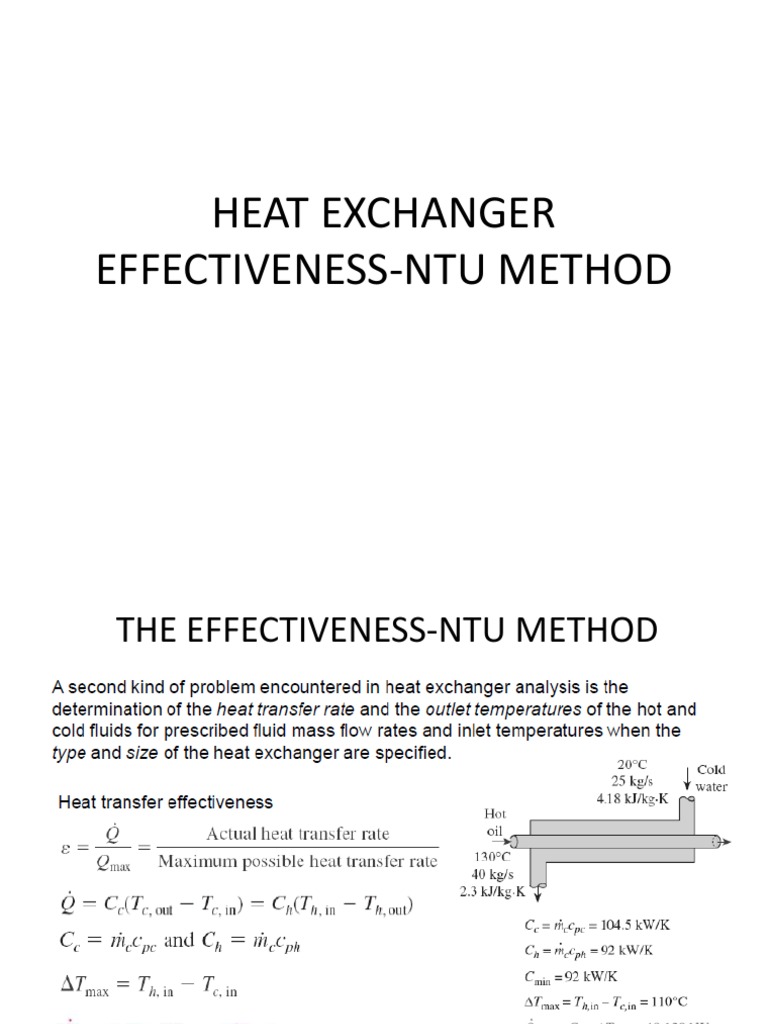 Heat Exchanger Effectiveness-Ntu Method | PDF