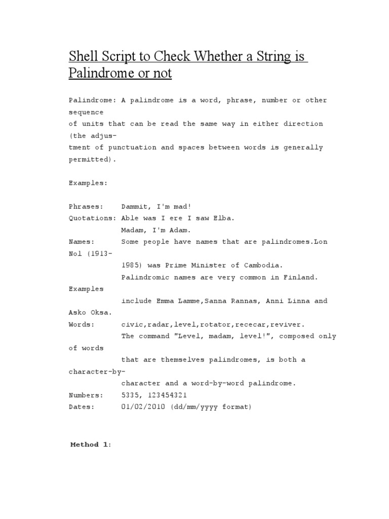Shell Script To Check Whether A String Is Palindrome Or Not String Computer Science 5878