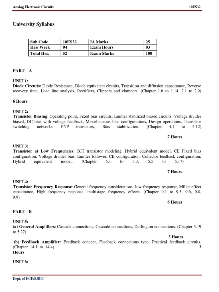Ece III Analog Electronic Ckts (10es32) Notes | PDF | Amplifier ...