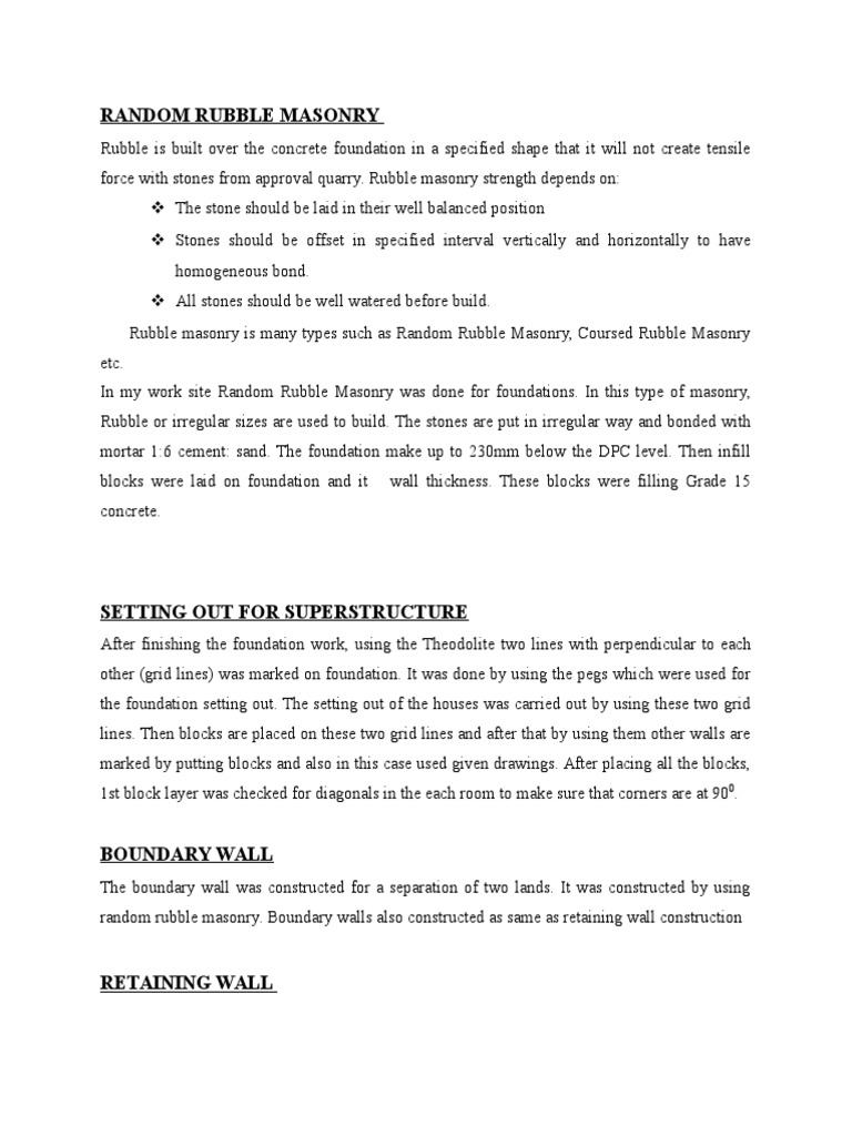 Random Rubble Masonry | PDF | Masonry | Foundation (Engineering)
