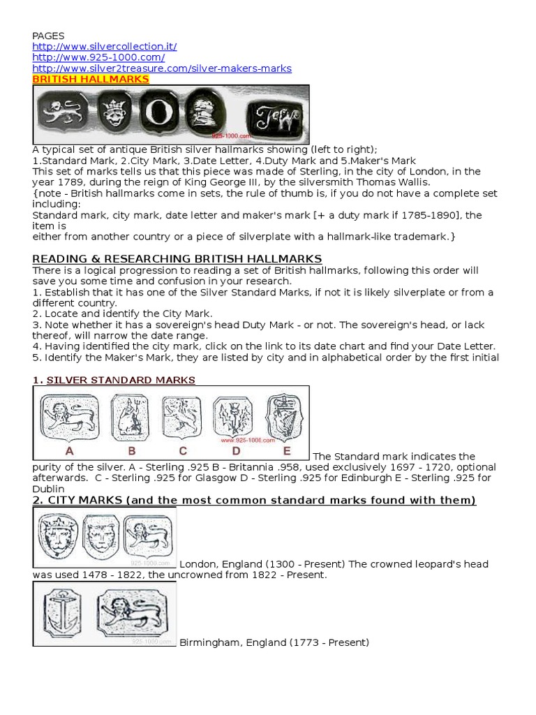 British Silverplate Hallmarks