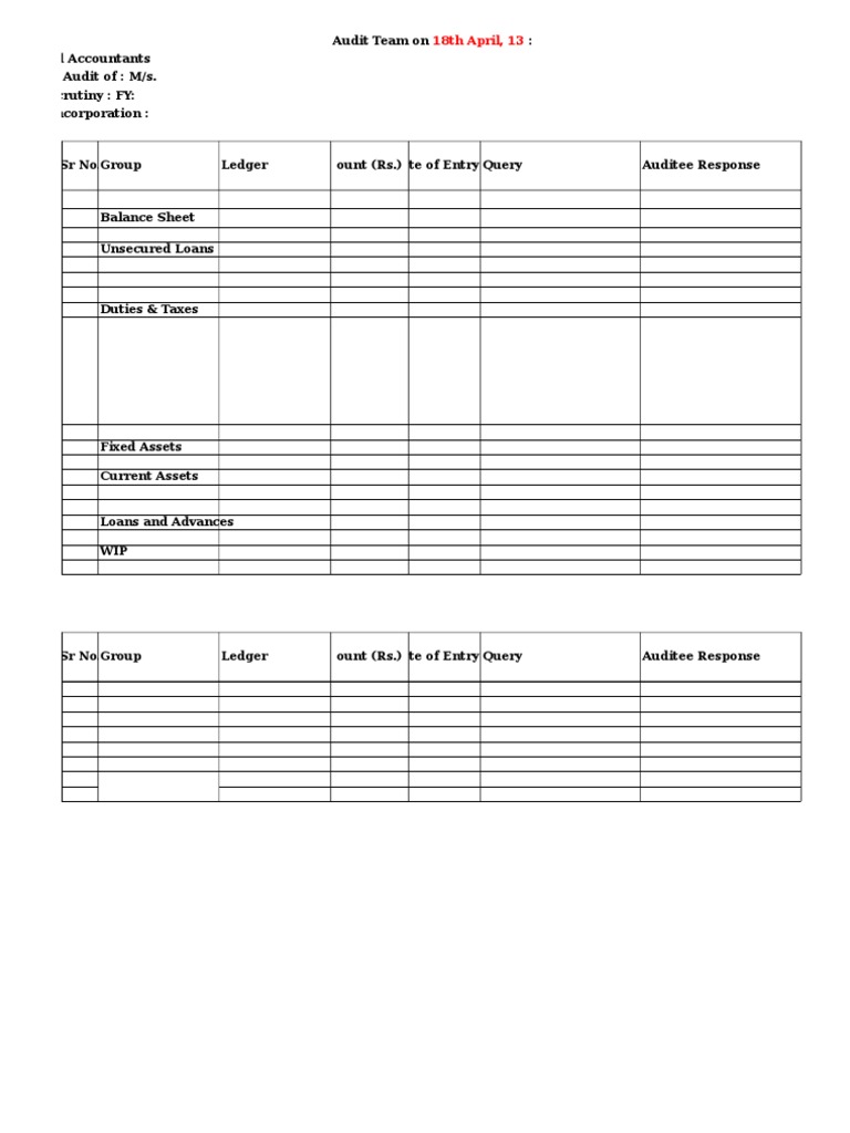 ST Audit Query Format | PDF