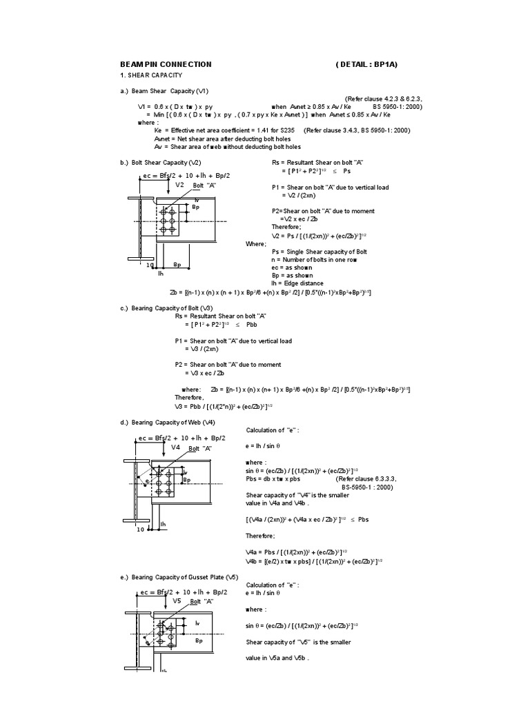 BEAM PIN CONNECTION CAPACITIES | PDF | Beam (Structure) | Structural ...