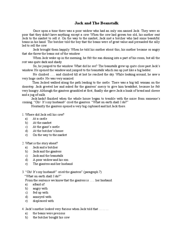 Jack and The Beanstalk | PDF