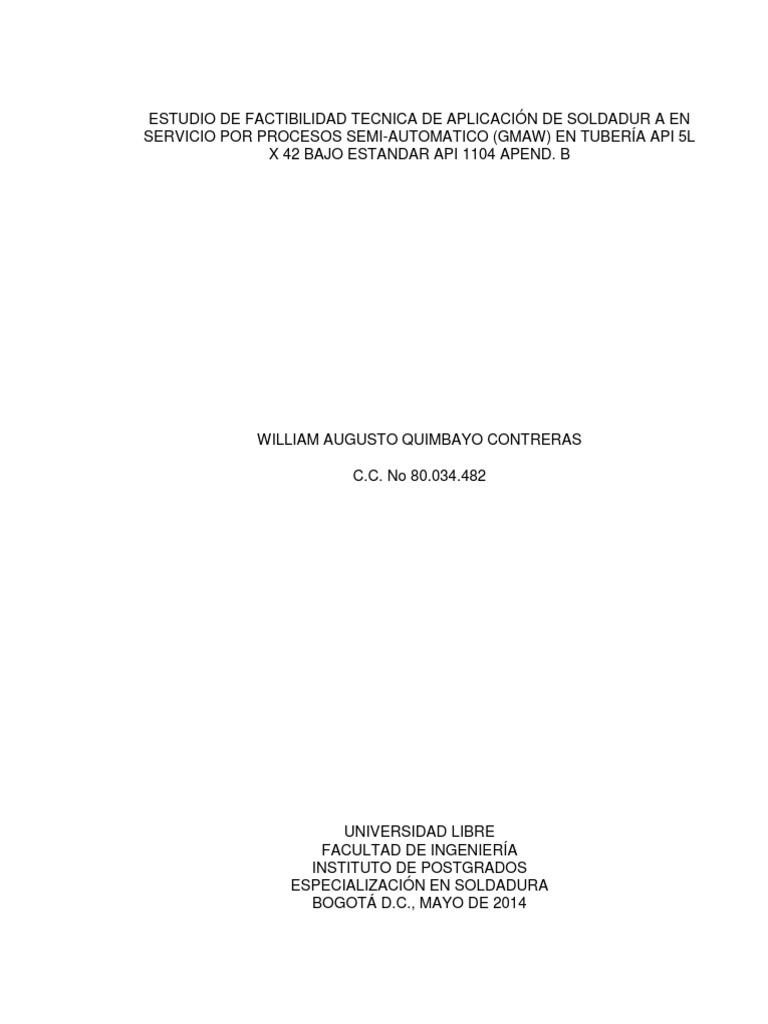 Factibilidad API 1104 Apendice B | PDF