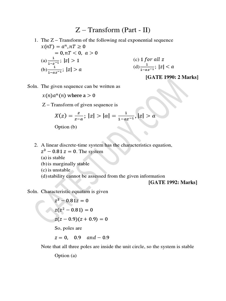 6 Z Transform Part II 1 | PDF
