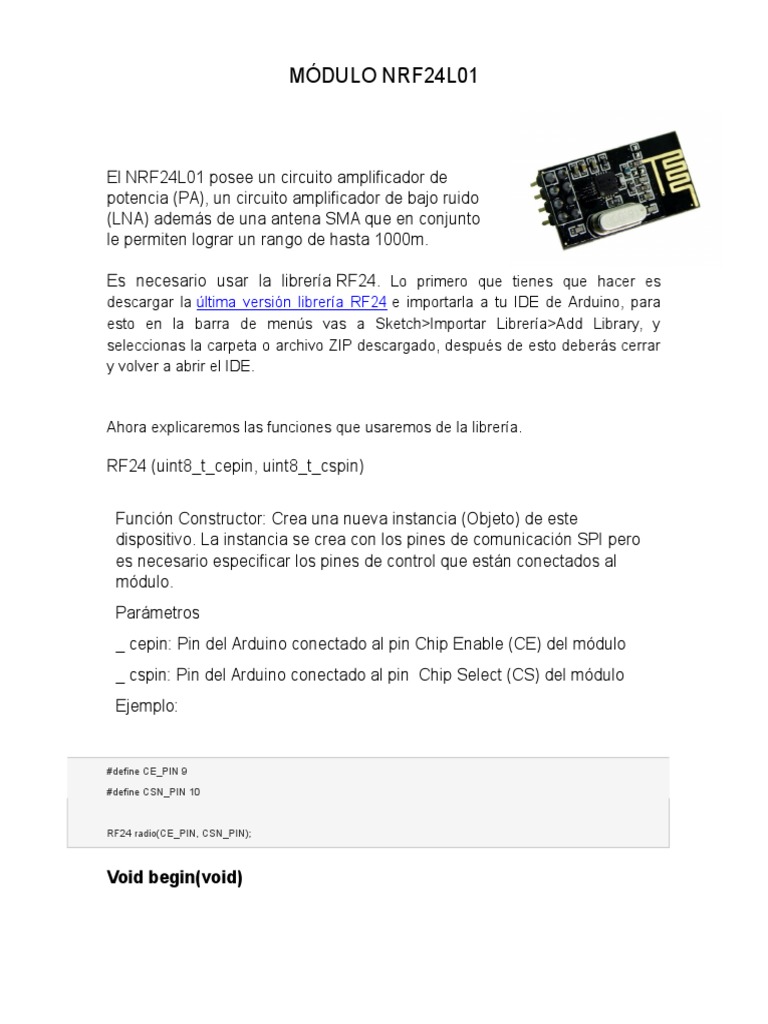 Módulo NRF24L01 | PDF | Arduino | Puntero (Programación de computadora)
