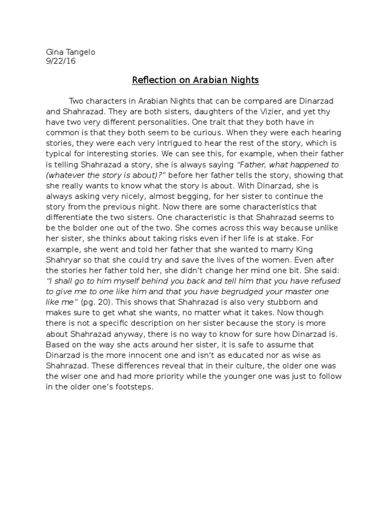 Reflection On Arabian Nights | PDF