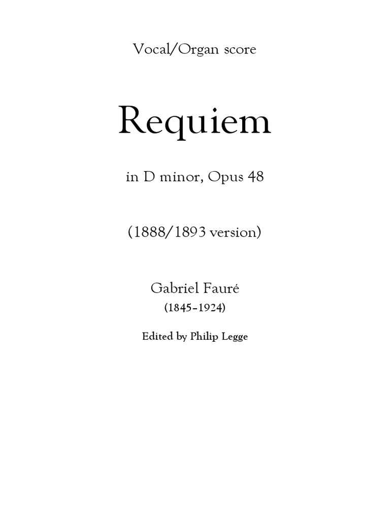 Requiem - Gabriel Faure Full Vocal Score | PDF | Compositions For ...