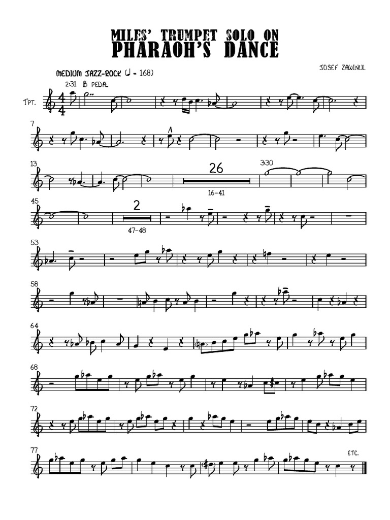 Pharaoh's Dance Trumpet Solo | PDF