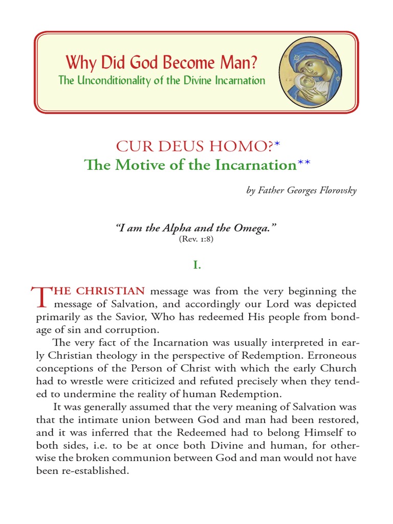 P1 T1 Cur Deus Homo - The Motive of The Incarnation by Father Georges ...