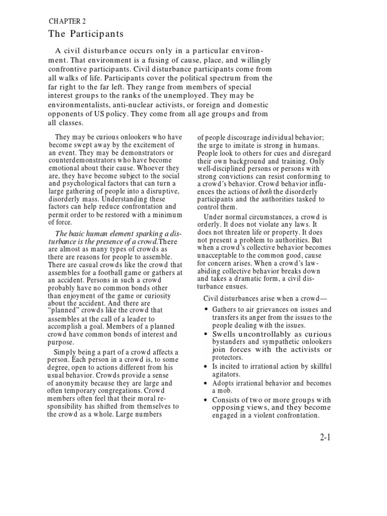 The Participants: A Civil Disturbance Occurs Only in A Particular ...