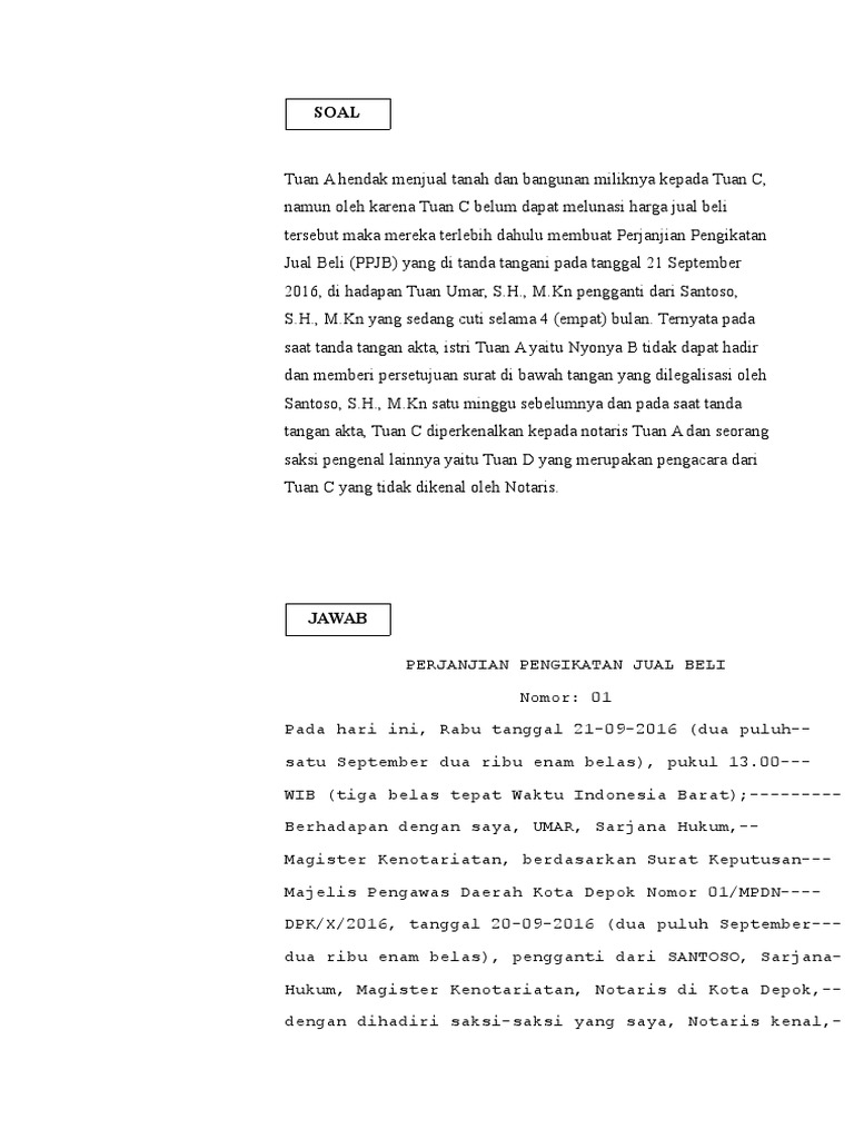 Contoh Akta Notaris (Dasar Dasar Teknik) | PDF