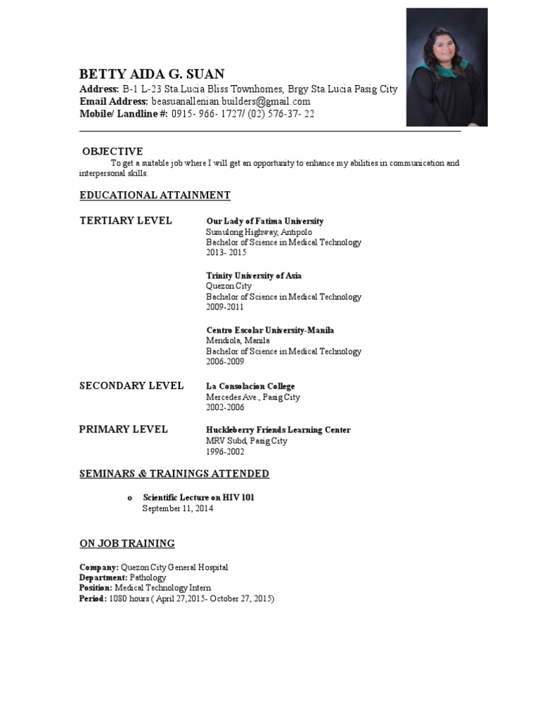 Suan, Betty Resume | PDF