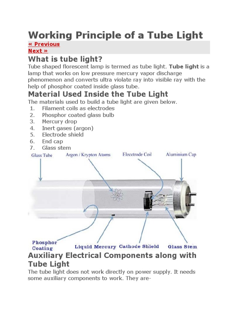 Working Principle of A Tube Light | PDF