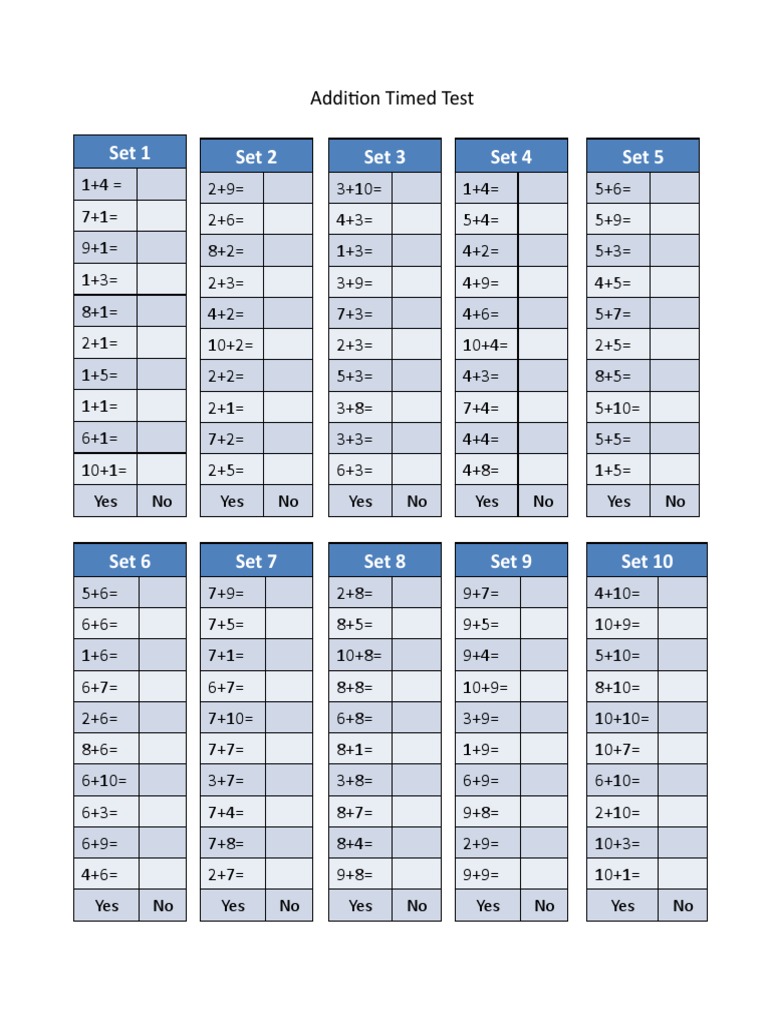 Timed Addition Test | PDF