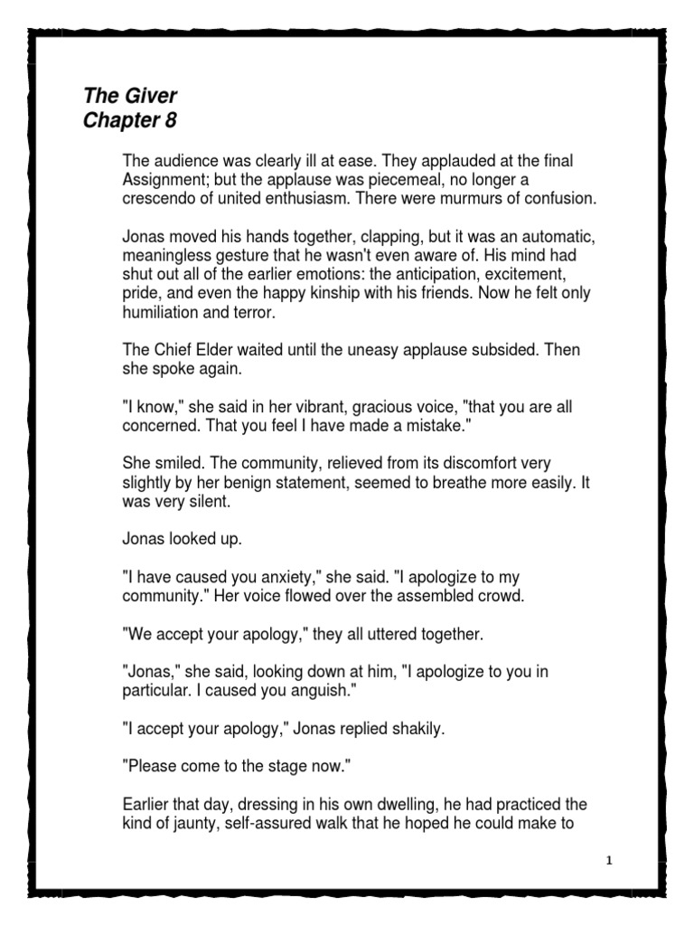 the giver chapter 8 | Applause