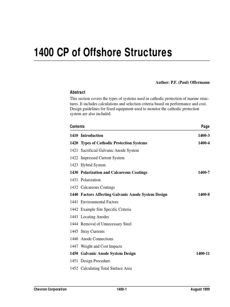 Cathodic Protection of Offshore Structures | PDF | Corrosion | Anode
