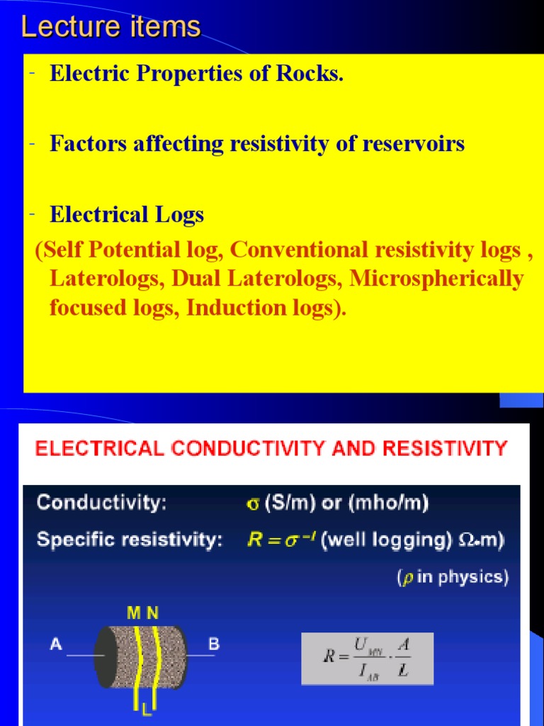 Electric Properties of Rocks. Factors Affecting Resistivity of ...