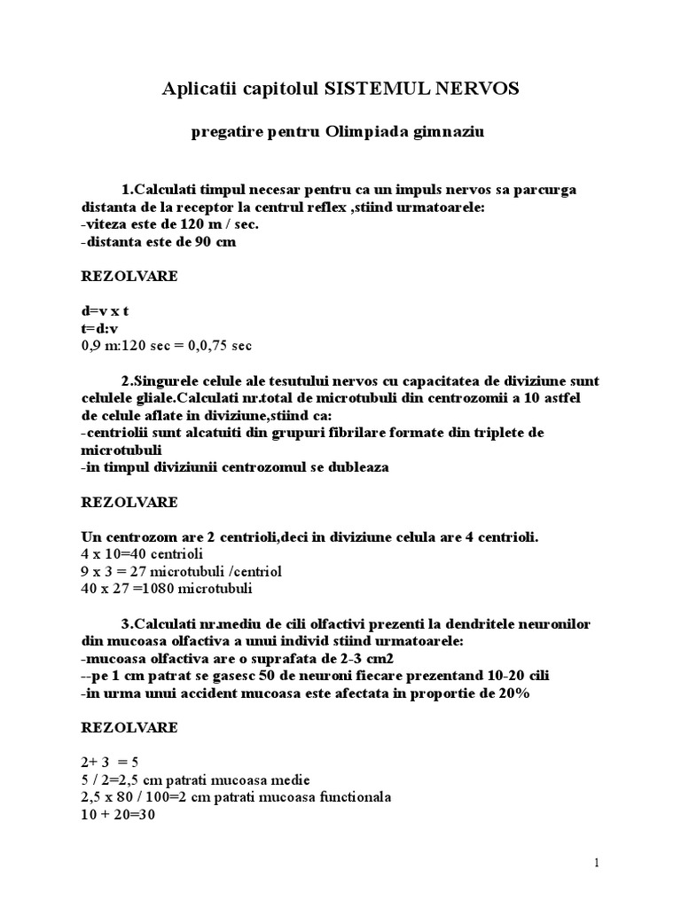 Aplicatii Capitolul Sistemul Nervos | PDF