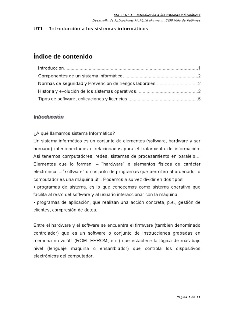 UT1 - Introducción A Los Sistemas Informáticos DAM-DAD | PDF | Software libre | Sistema operativo