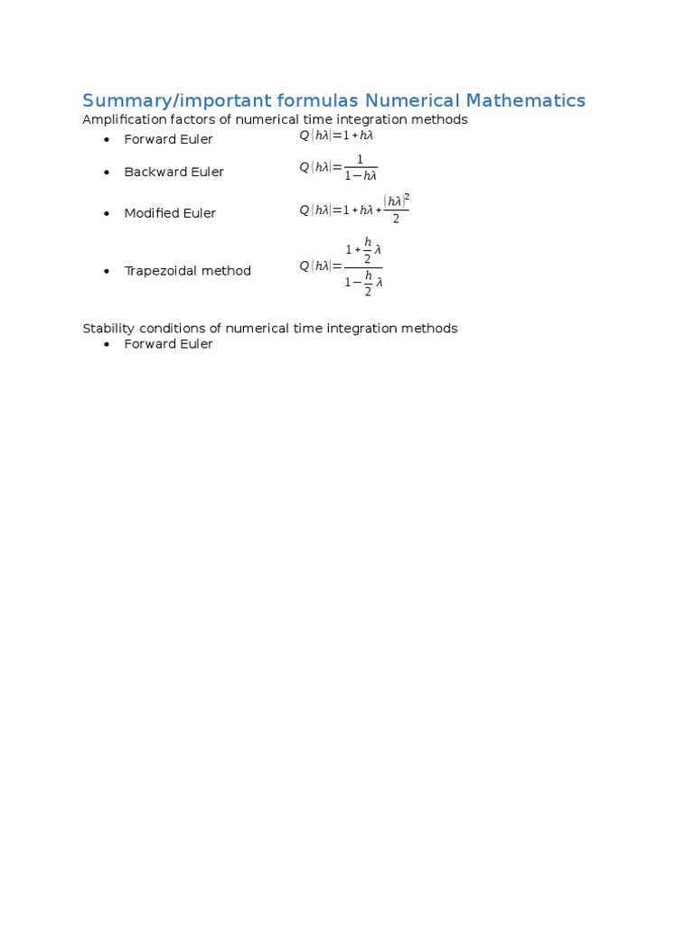 Summary Numerical Mathematics | PDF | Teaching Methods & Materials